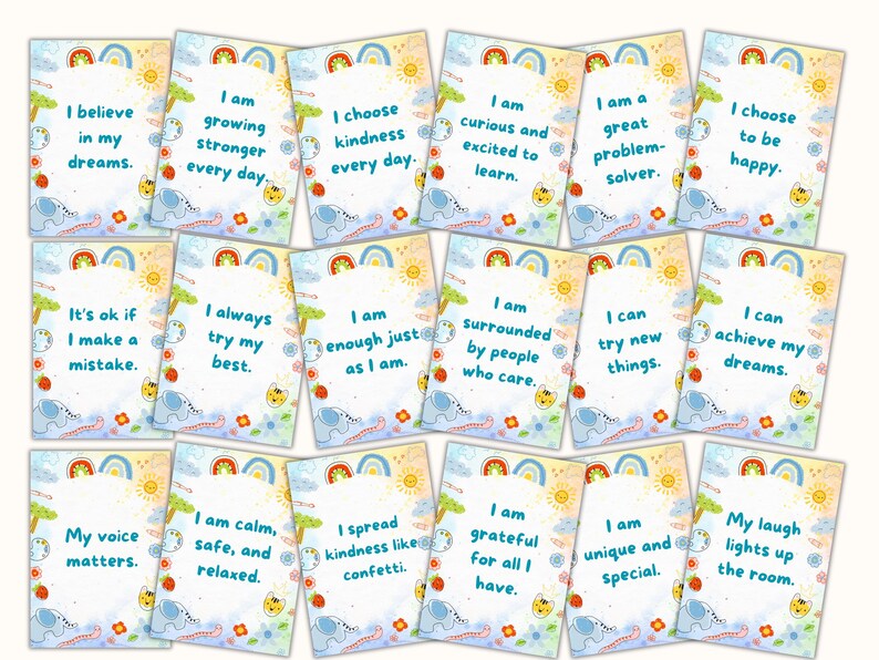 Positive Affirmation Cards for Kids, Printable Encouragement Cards for ...
