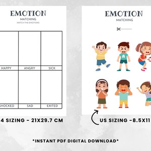 Emotions Matching Game, Kids Emotions, Printable Activity for Kids ...