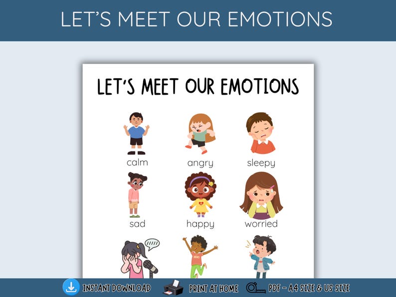 Let’s Meet Our Emotions Printable - Emotion Identification Chart for ...