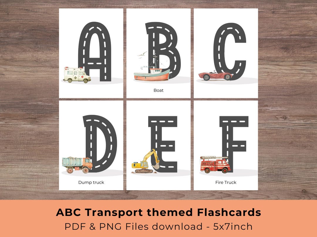 ABC A-Z Transport Themed Flashcards, Preschool Activities, Homeschool ...