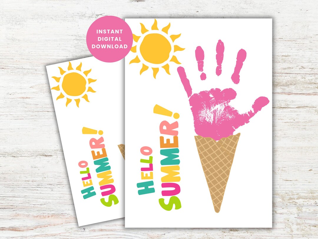 Hello Summer Handprint Art, Craft for Kids, Keepsake Activity, Ice ...