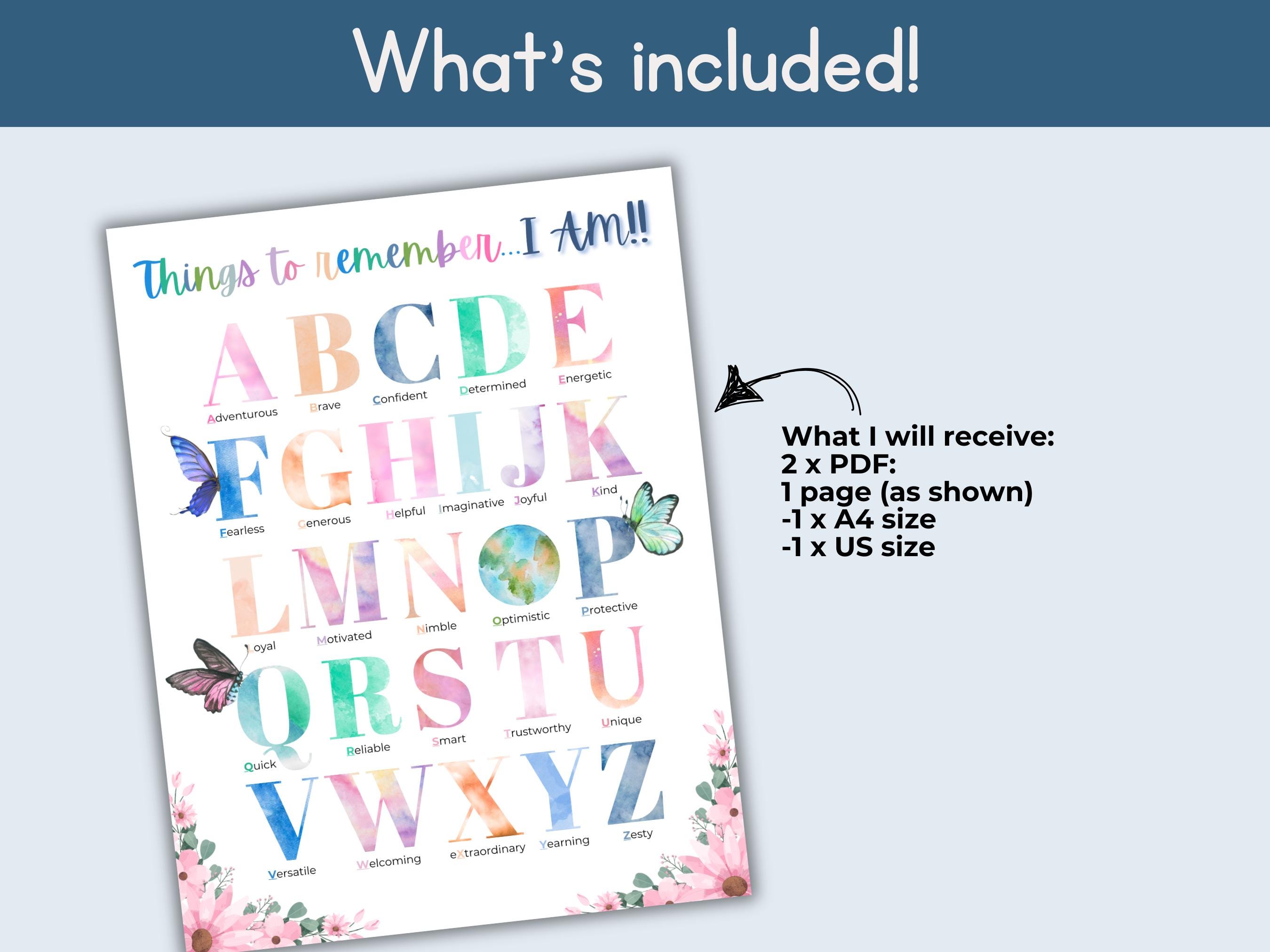 ABC Positive Words Printable Poster - Inspiring Affirmations for Kids ...