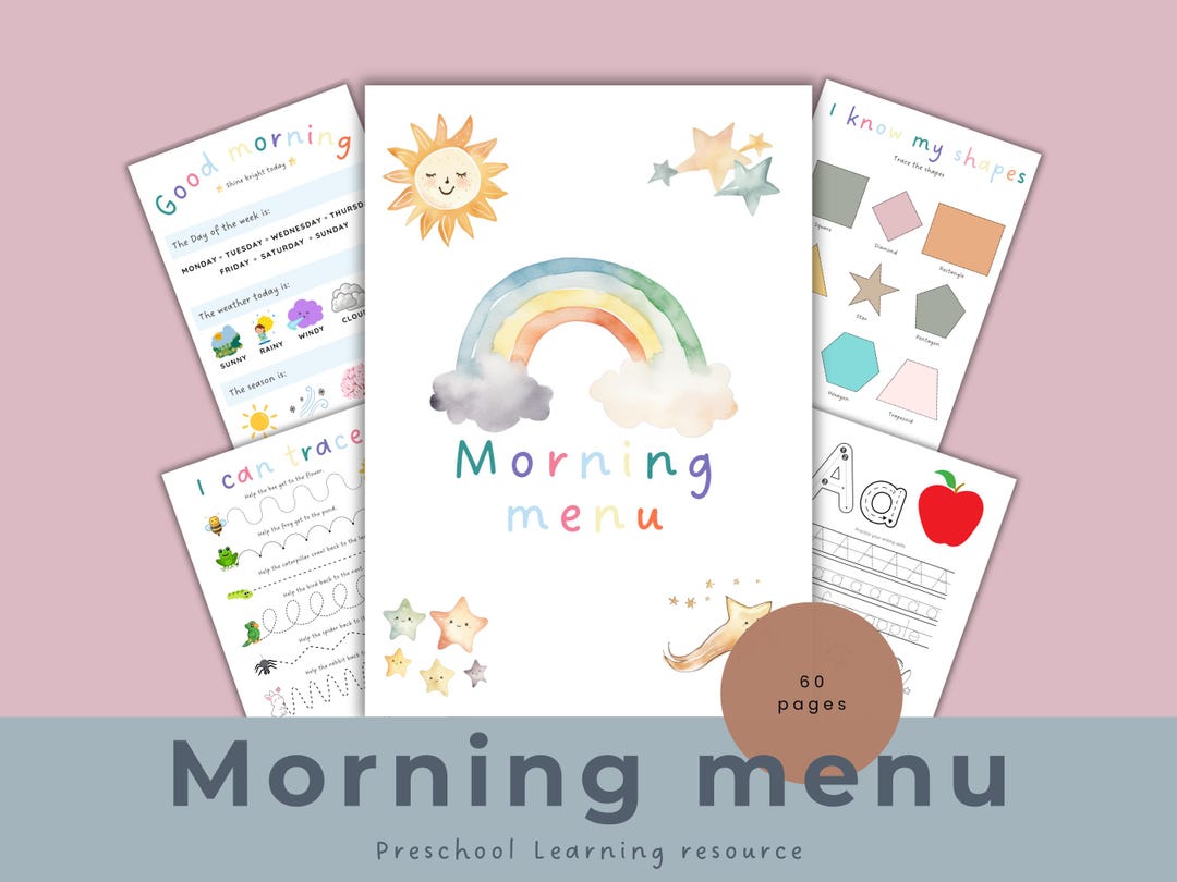 Preschool Morning Menu Printable, Homeschool Worksheet, Alphabet ...