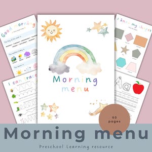Preschool Morning Menu Printable, Homeschool Worksheet, Alphabet ...
