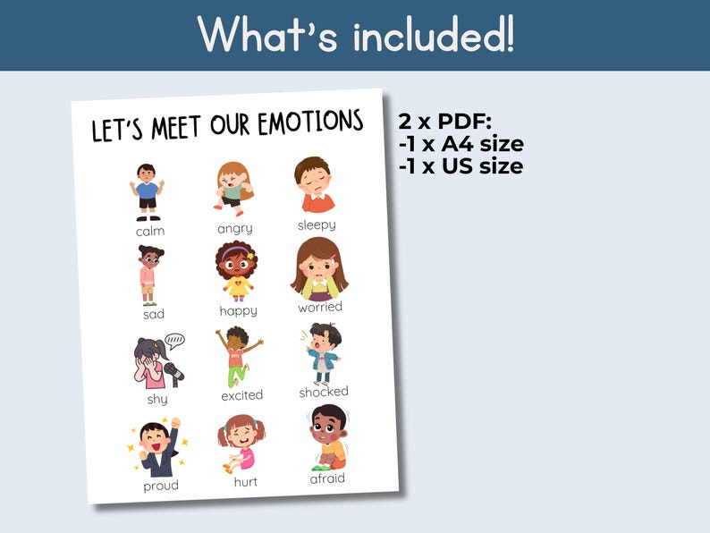 Let’s Meet Our Emotions Printable - Emotion Identification Chart for ...
