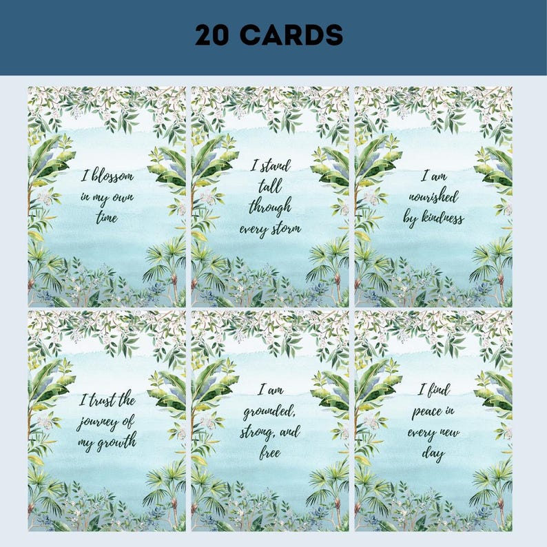Tropical Affirmation Cards Printable – 20 Positive Quotes for ...
