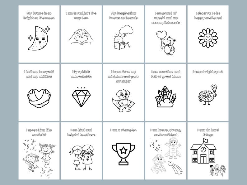 Positive Affirmation Coloring Pages for Kids - Mindfulness Activity ...