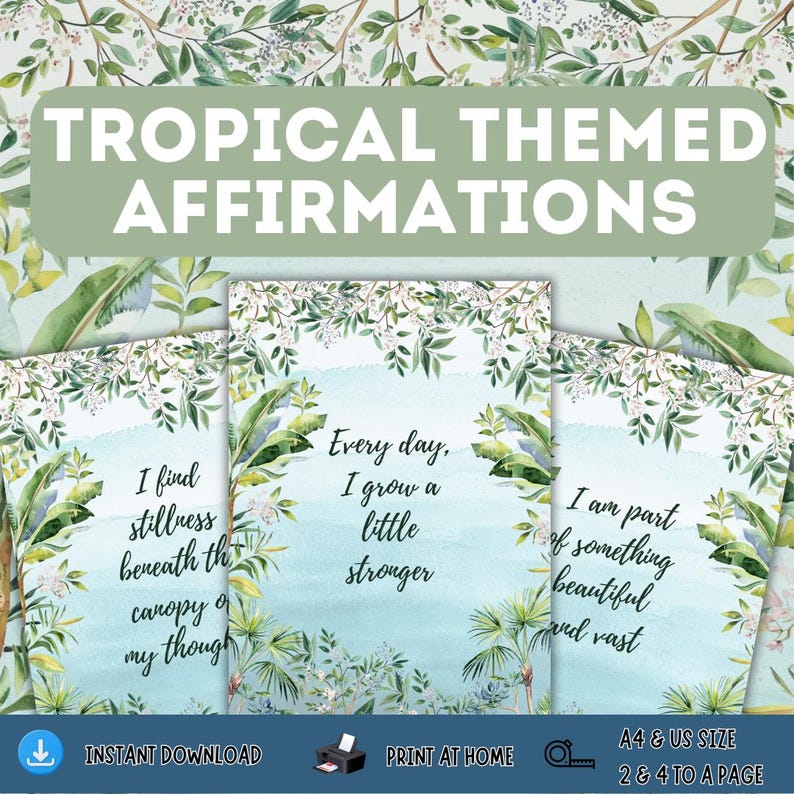 Printable Tropical Affirmation Cards: 20 Inspiring Quotes for ...
