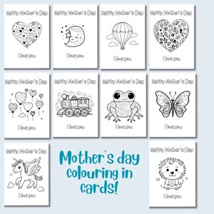 10 Printable Mother's Day Coloring Card, Coloring Cards for Kids, Kids ...