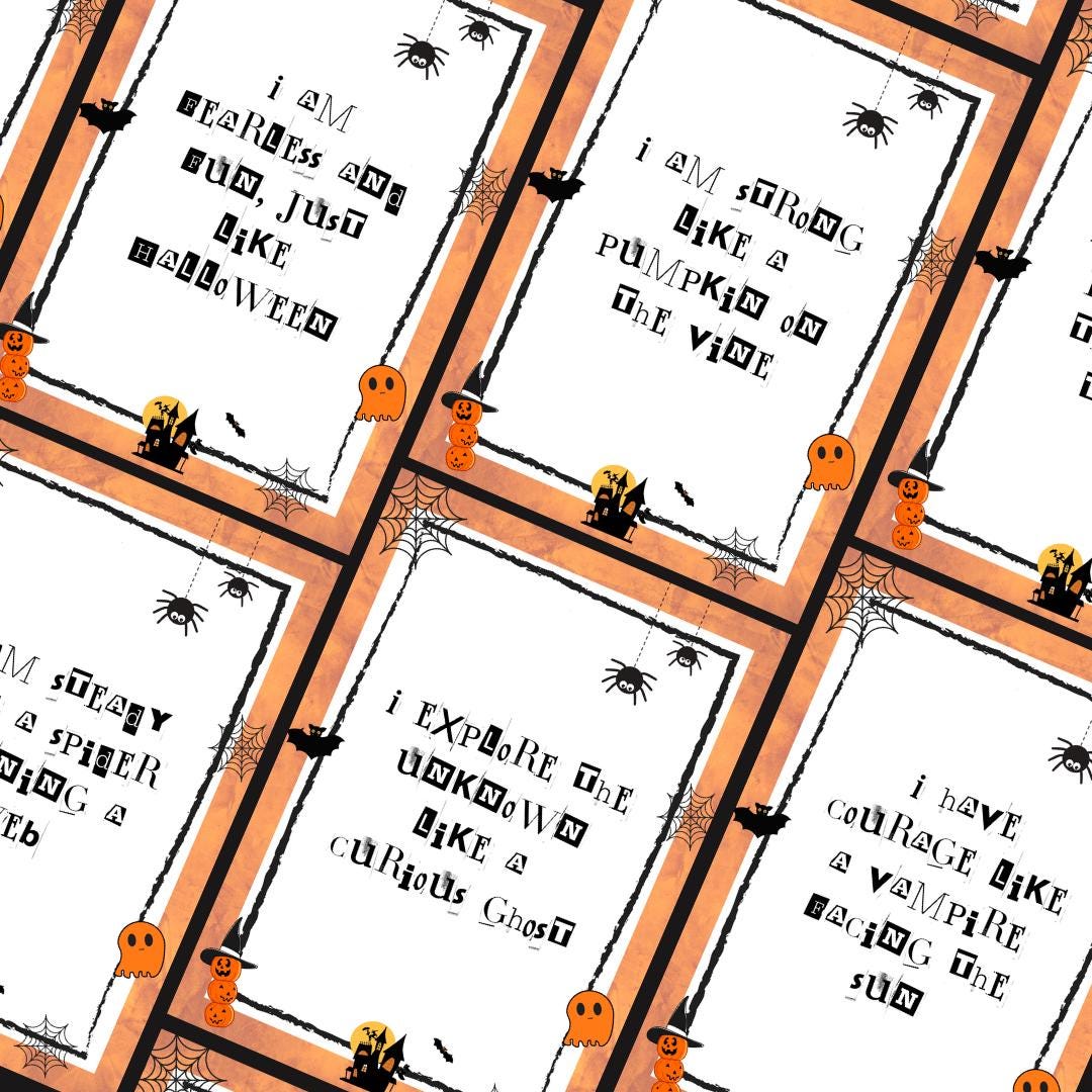Halloween Positive Affirmation Cards for Kids, Printable Encouragement ...