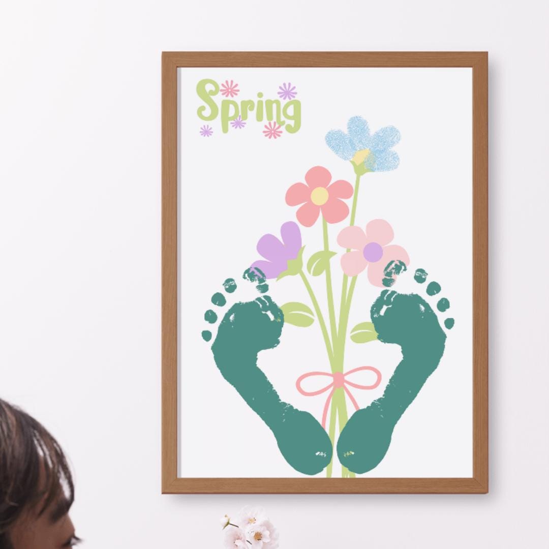 Spring Themed Footprint Craft for Kids, Baby Fingerprint Printable ...