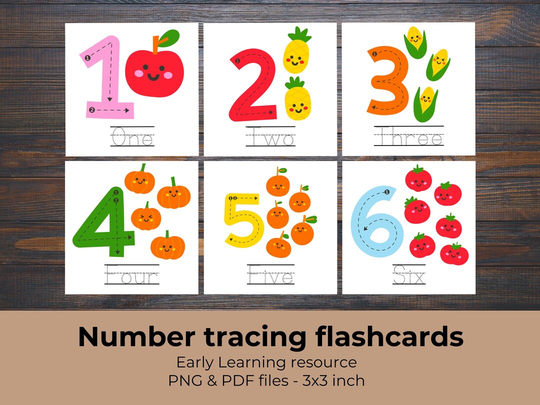 Number Tracing Flashcards, Learn to Count, Number Recognition, Tracing ...