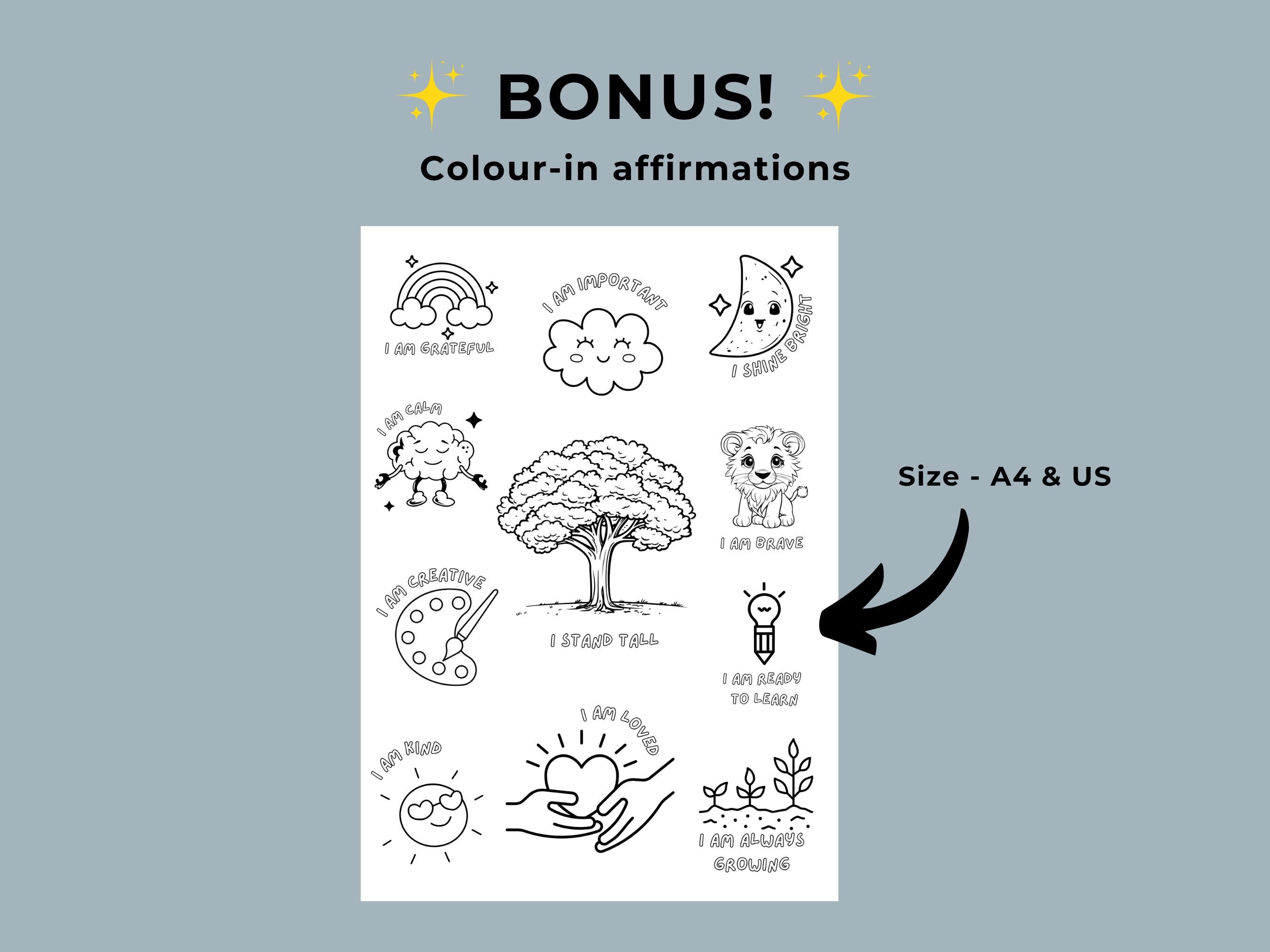 Positive Affirmation Coloring Pages for Kids - Mindfulness Activity ...