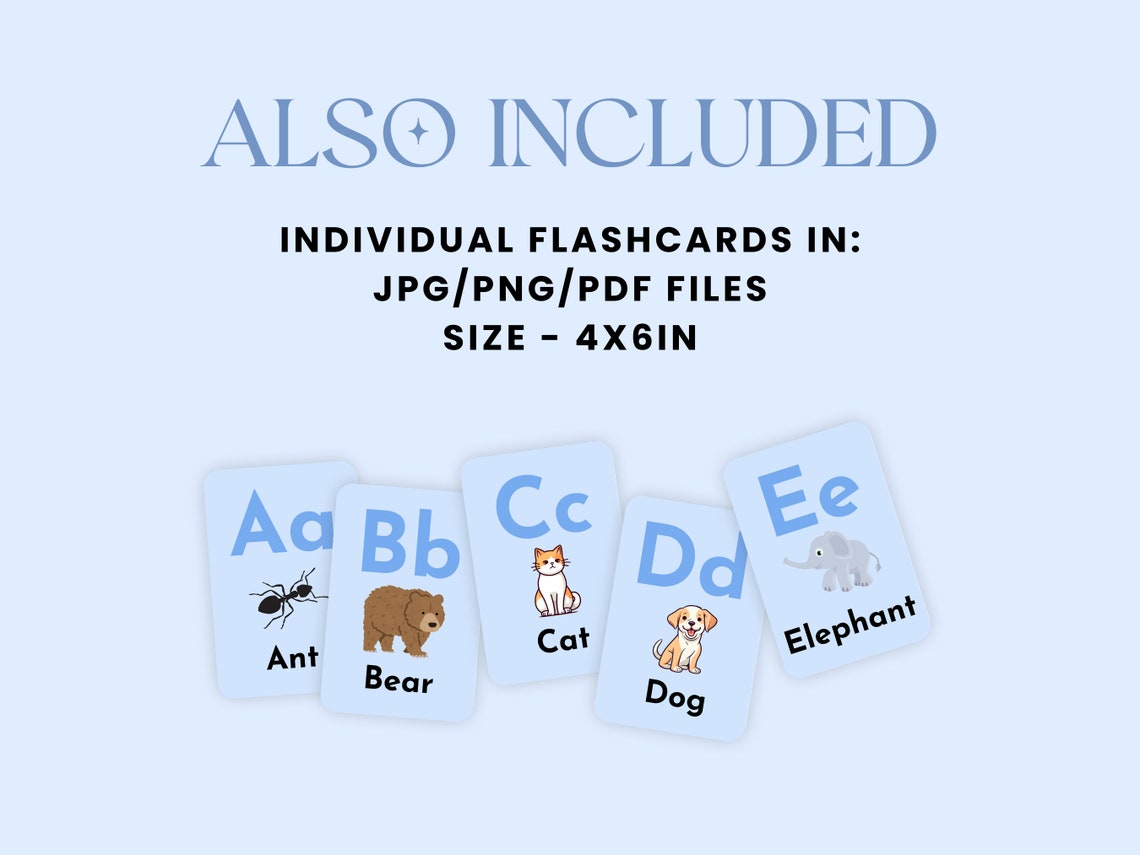 Alphabet Flashcards: ABC Animal Theme for Kids Learning & Education ...