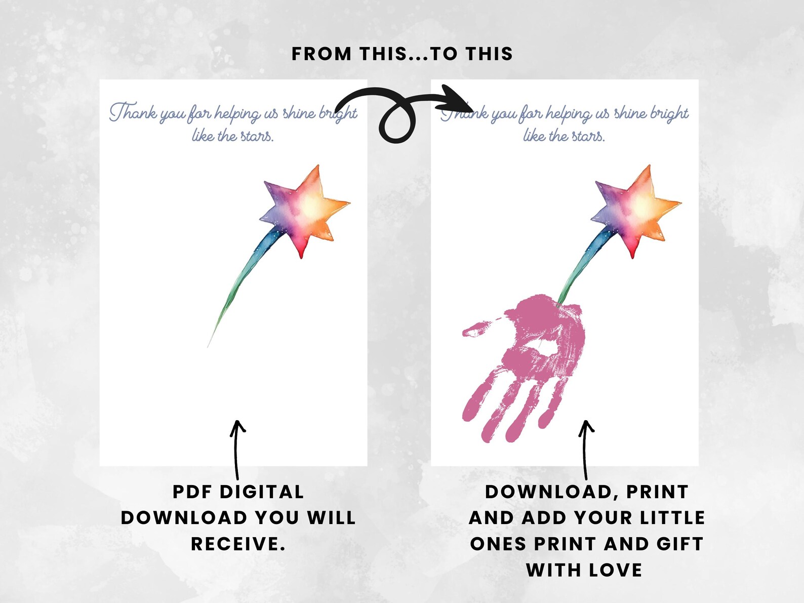 Printable Star Themed Teacher Handprint Art, Teacher Appreciation Craft ...