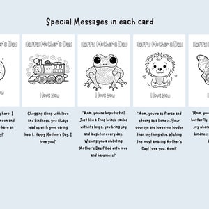 10 Printable Mother's Day Coloring Card, Coloring Cards for Kids, Kids ...