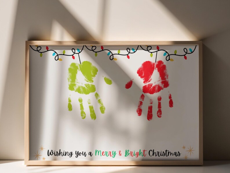 Christmas Handprint Craft – “merry & Bright” Printable Keepsake for ...