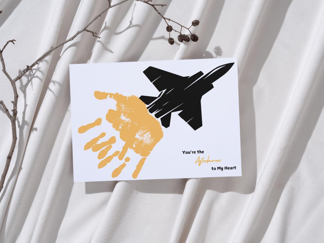 Fighter Jet Handprint Craft – “afterburner to My Heart” Printable Gift ...