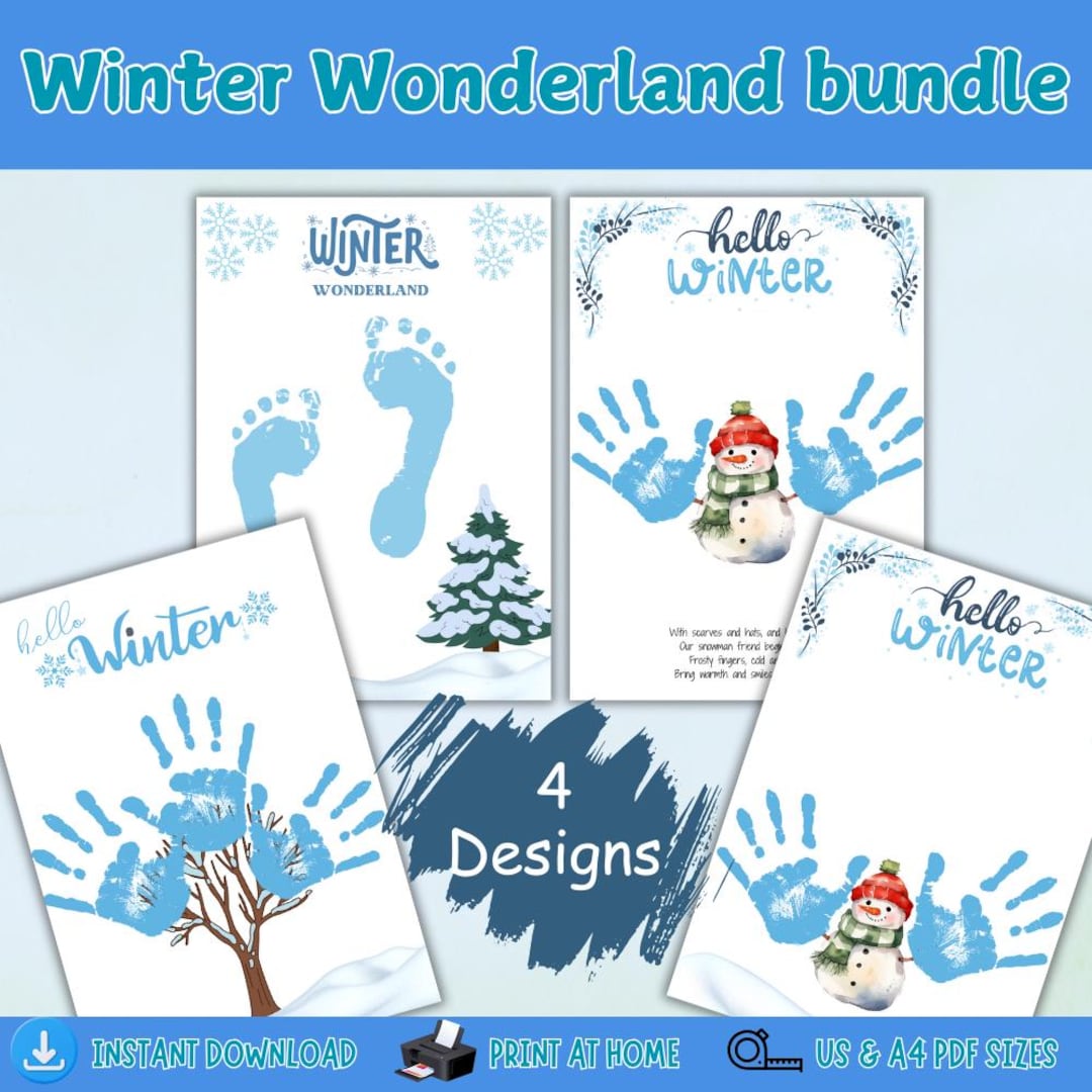 Winter Wonderland Handprint Craft Bundle, 4 Printable Designs, DIY ...