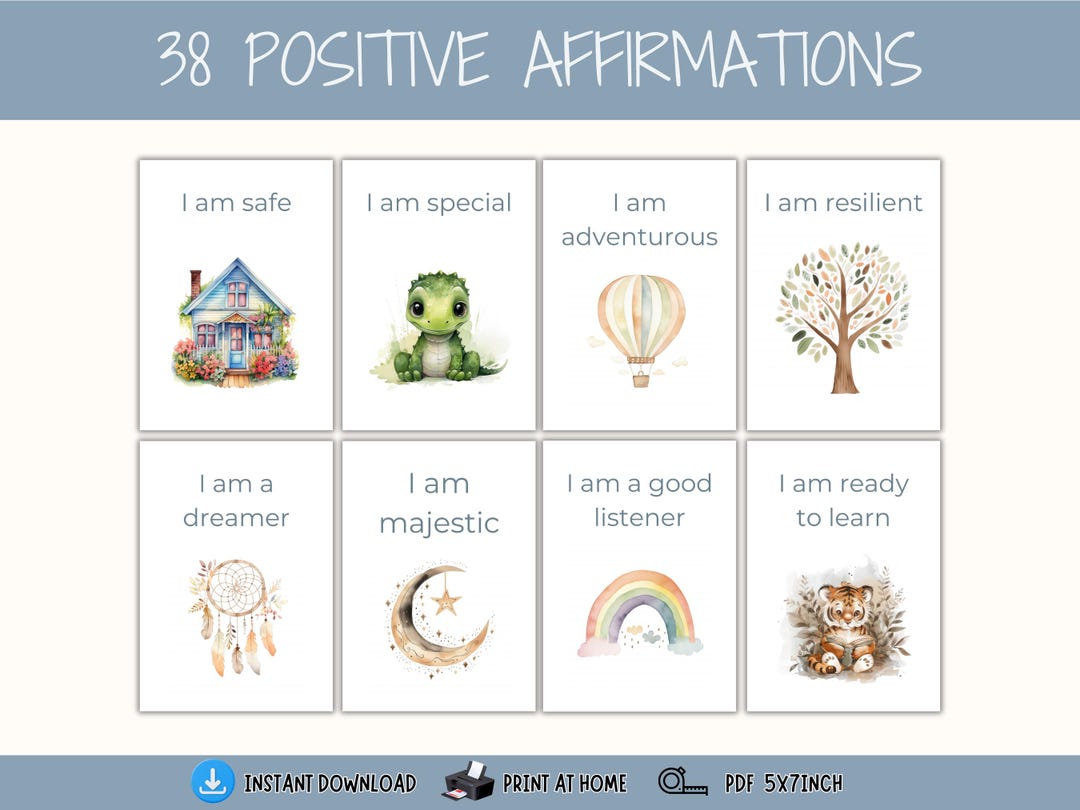 38 Printable Positive Affirmation Cards for Kids, Confidence Boost ...