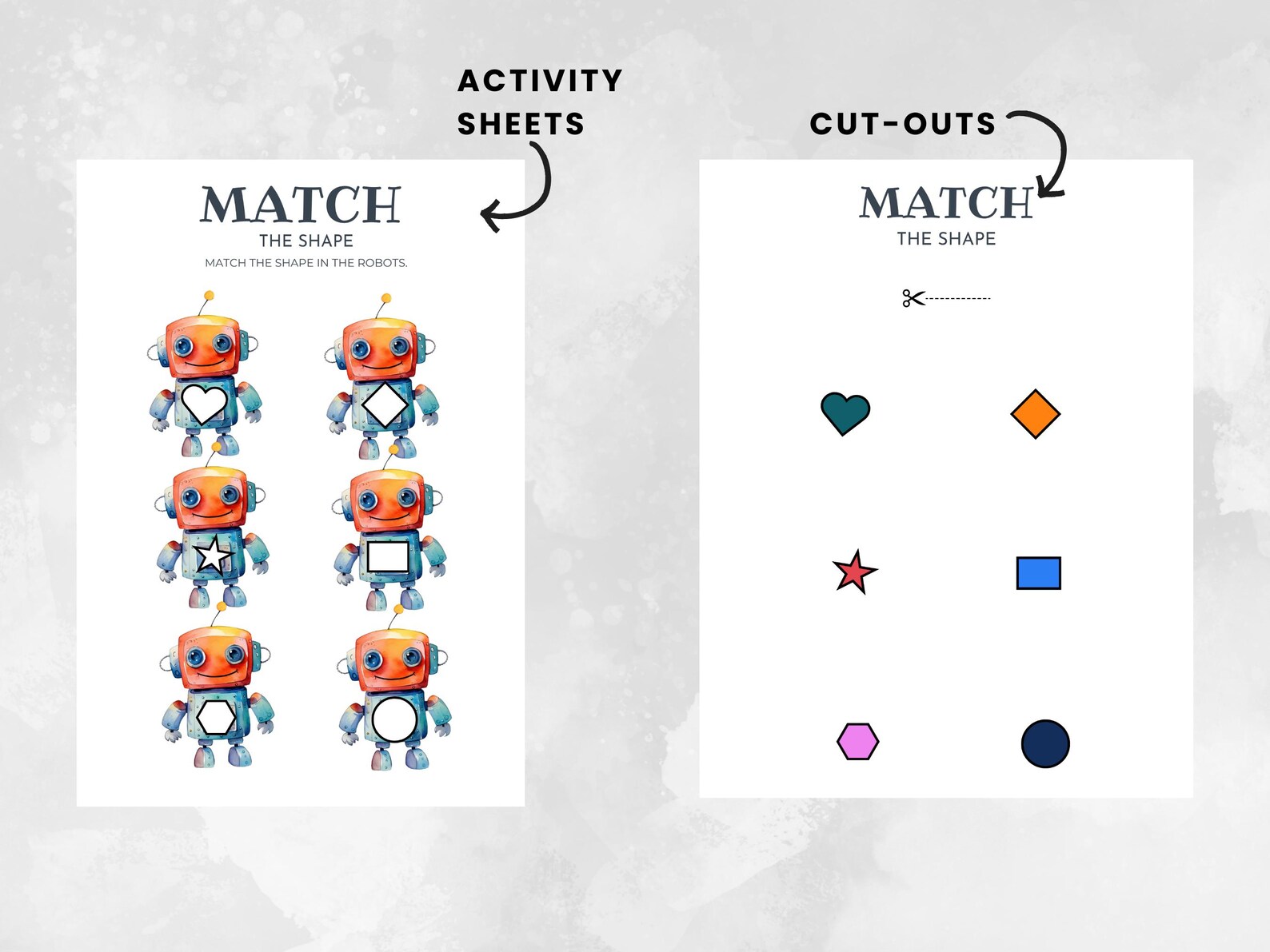 Robot Shape Matching Activity, Preschool Printable, Homeschool Learning ...