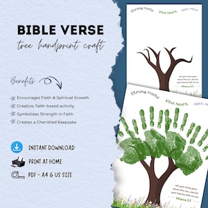 Christian Tree Handprint Craft – Bible Verse Printable Art for Kids ...