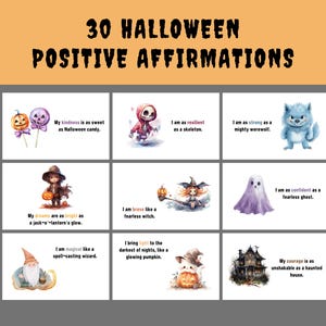 30 Halloween Positive Affirmation Cards for Kids, Daily Encouragement ...