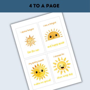Printable Sunshine Affirmation Cards for Kids: Boosting Confidence at ...