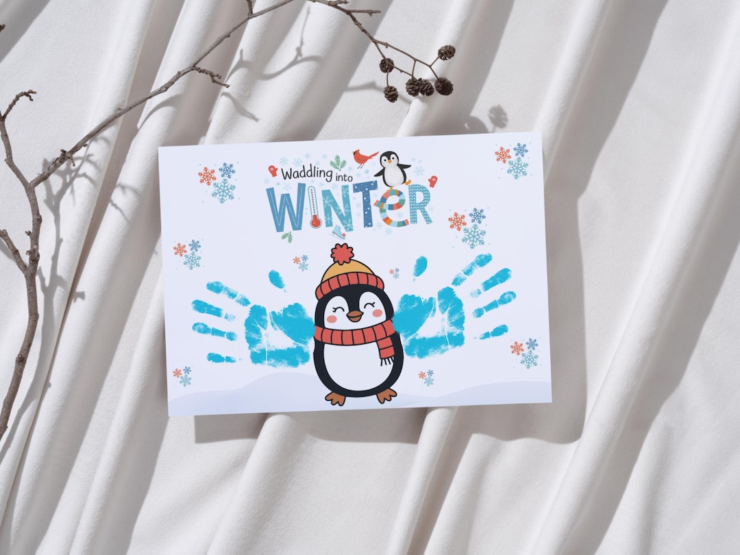 Waddling Into Winter, Penguin Themed Handprint Craft, DIY Art Activity ...