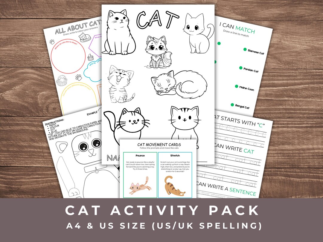 All About Cats Activity Workbook for Early Learning, Letter and ...