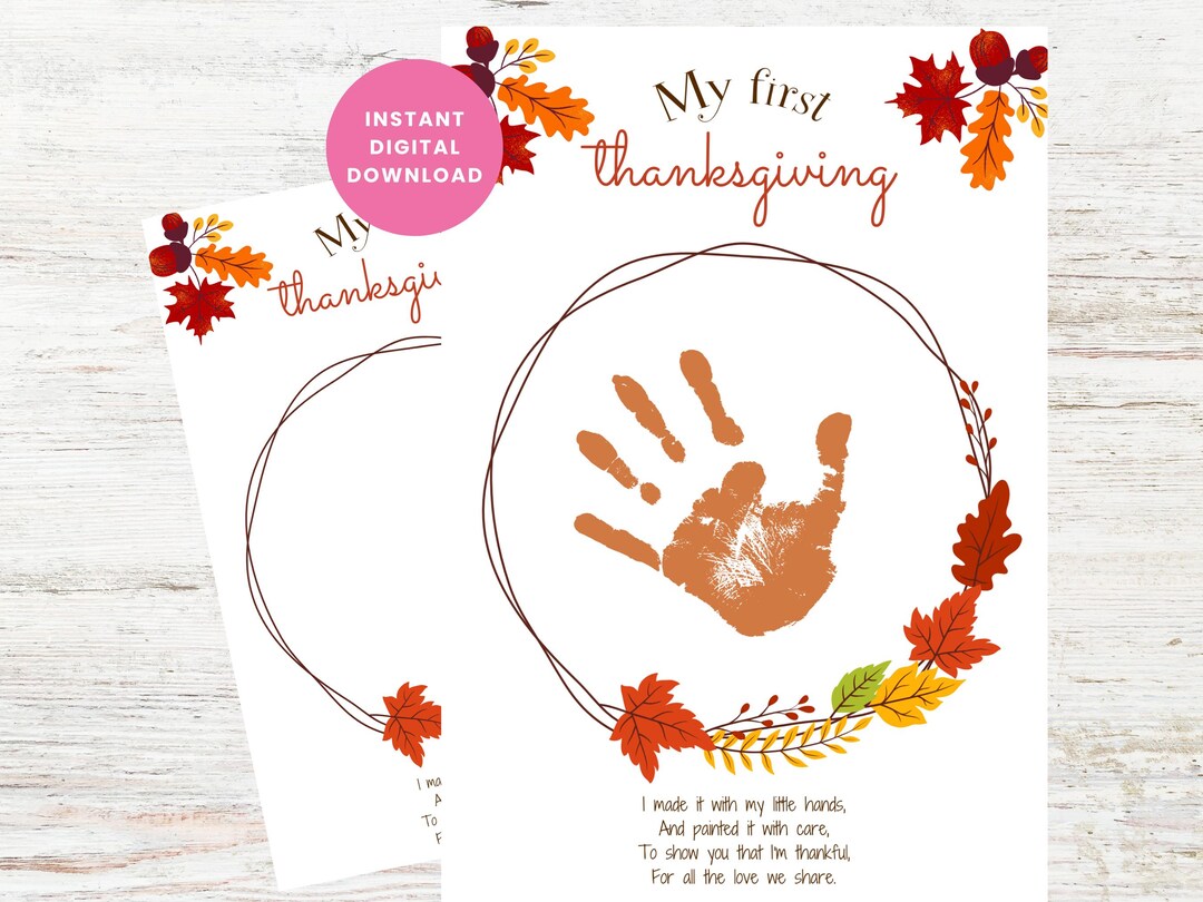 My First Thanksgiving Handprint Art, Craft for Kids, Keepsake Activity ...