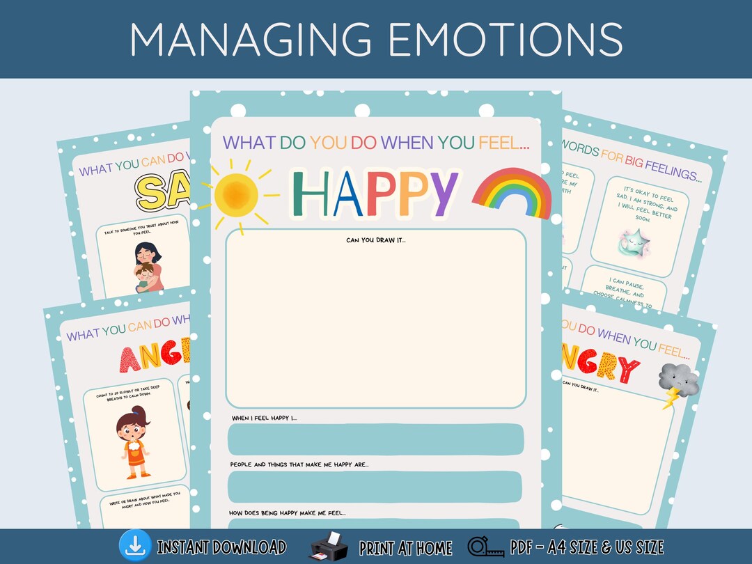 Managing Emotions Printable Pack - Feelings Worksheets for Kids ...