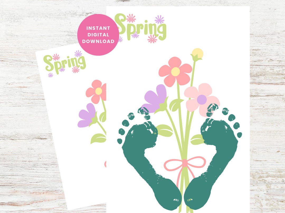 Spring Flower Footprint Art, Craft for Kids, Keepsake Activity, Flower ...