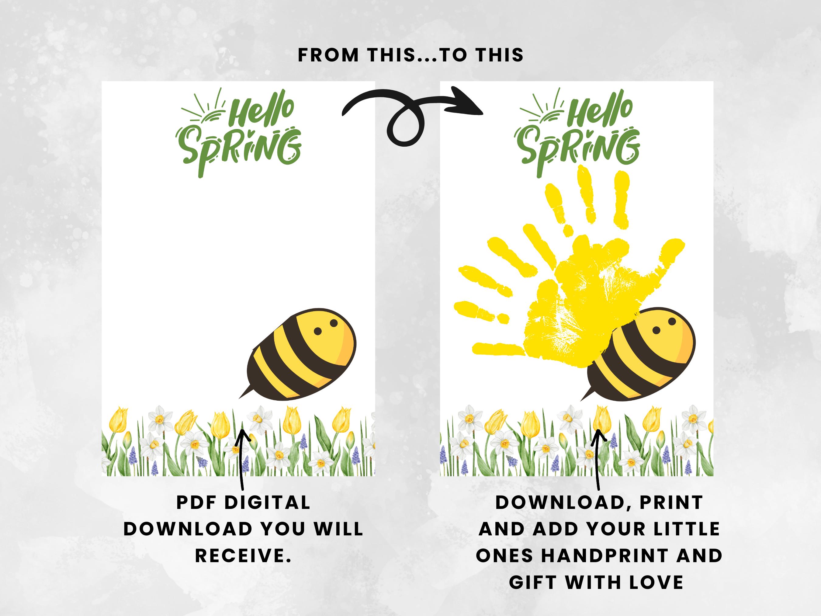 Hello Spring Handprint Bee Craft, Spring Handprint Keepsake, DIY Spring ...