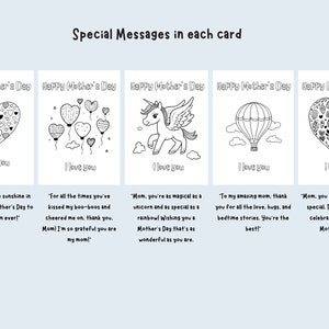 10 Printable Mother's Day Coloring Card, Coloring Cards for Kids, Kids ...