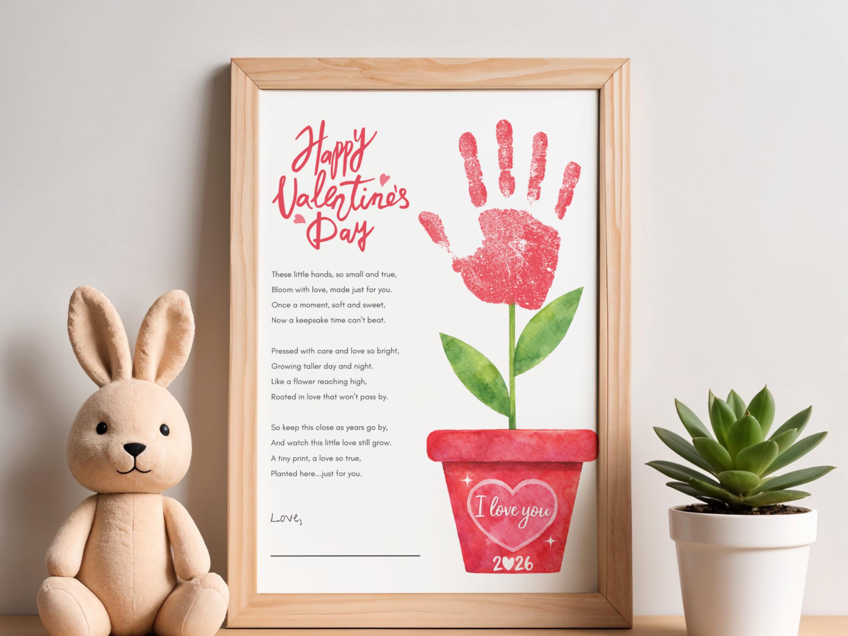 Valentine Handprint Flower Craft With Poem, Preschool Valentine ...