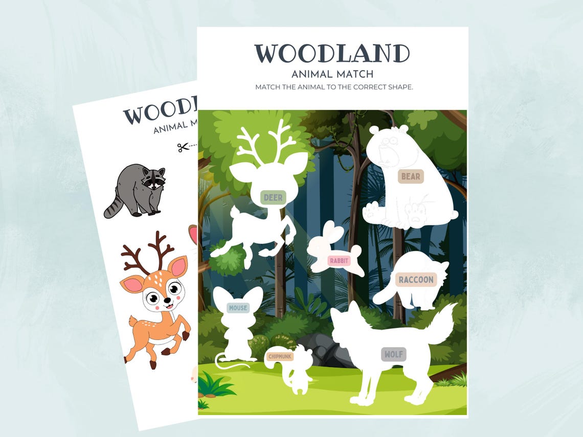 Woodland Animal Matching Activity, Preschooler Activities, Matching ...