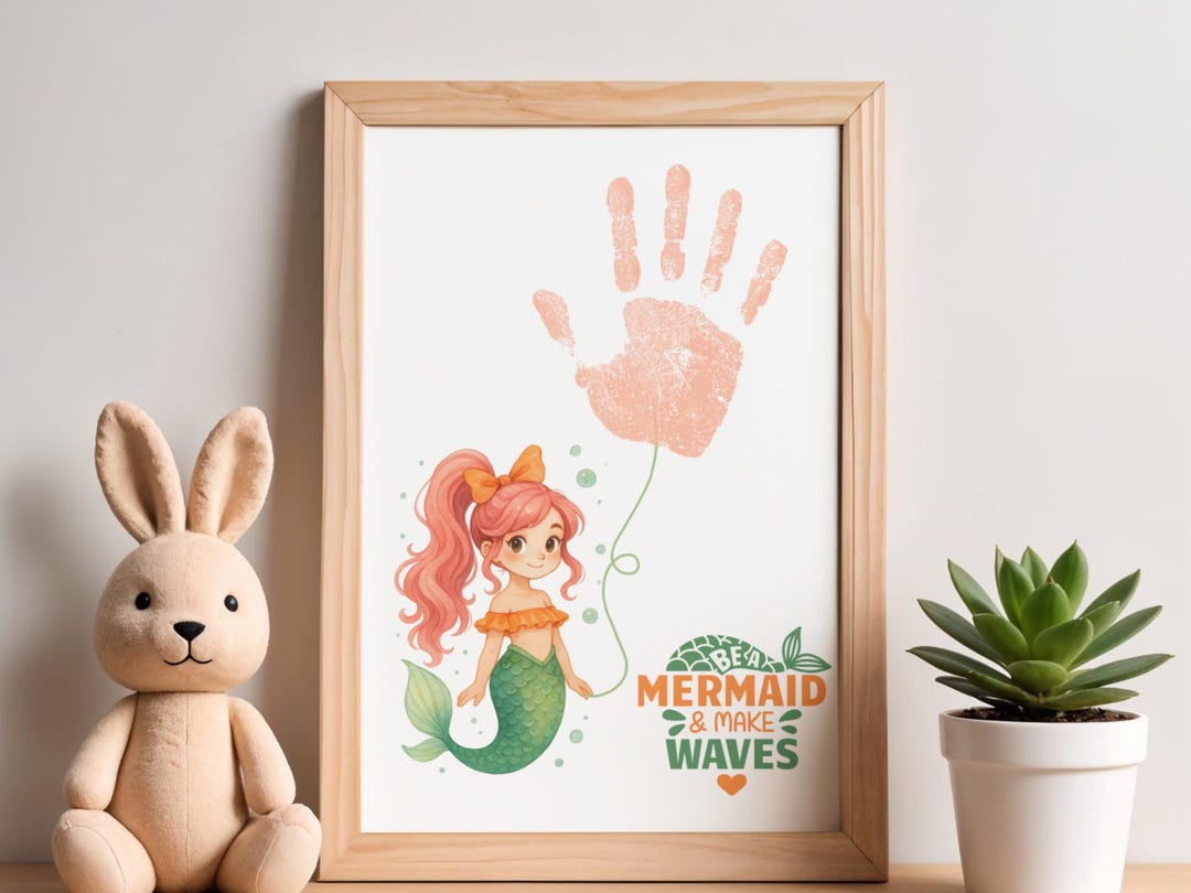 Be a Mermaid Make Waves Handprint Craft, Mermaid Keepsake Printable ...