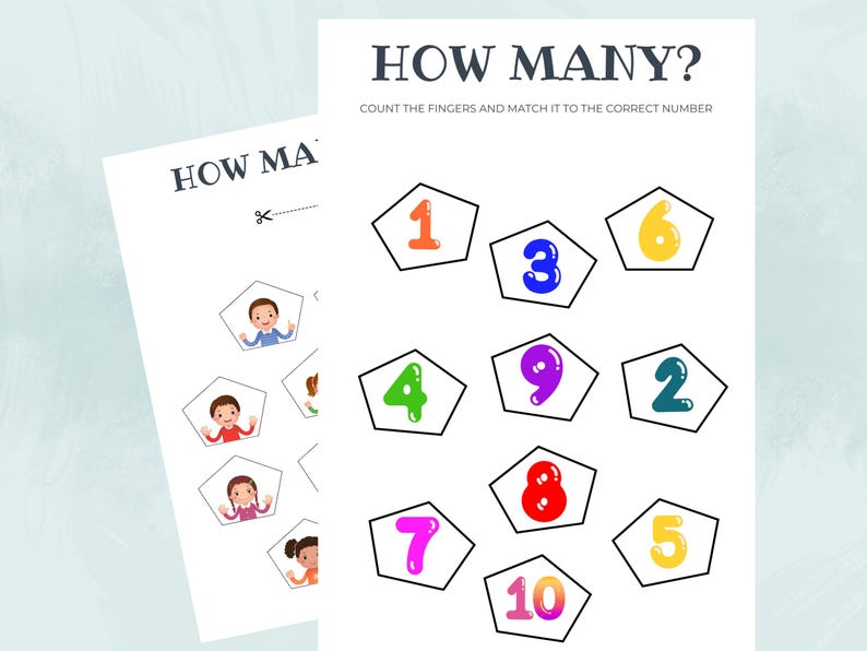 Finger Counting Number Matching Activity, Preschool Printable ...
