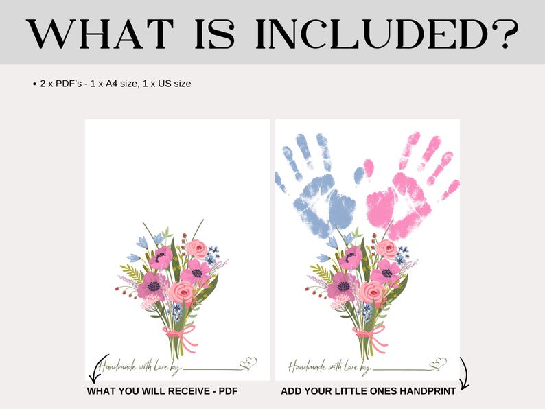 Handprint Flower Bouquet Art, Kids DIY Craft, Mother's Day Gift PDF ...