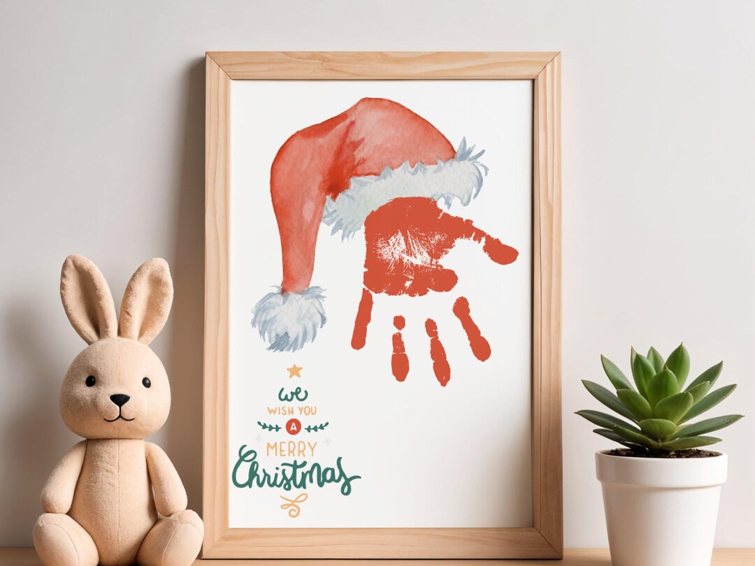 Santa Hat Handprint Printable, We Wish You a Merry Christmas Craft ...