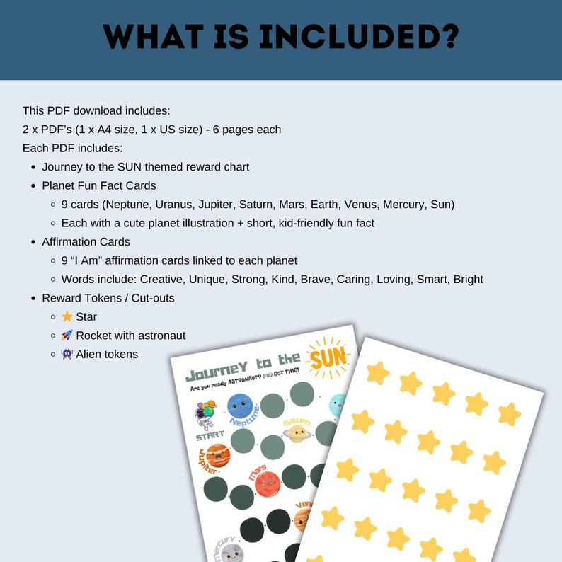 Printable Reward Chart for Kids, Space Themed Behavior Tracker ...