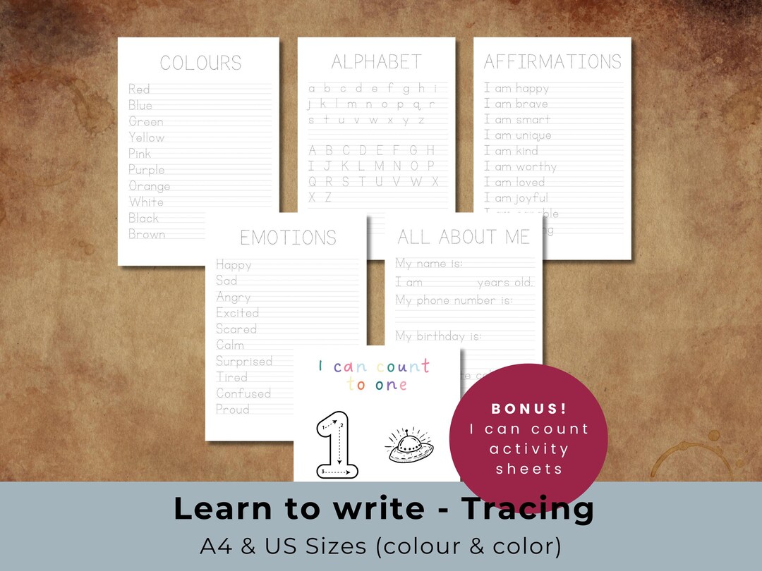 Learn to Write, PDF Tracing Printables, Handwriting Preschool Worksheets, Letters and Numbers ...