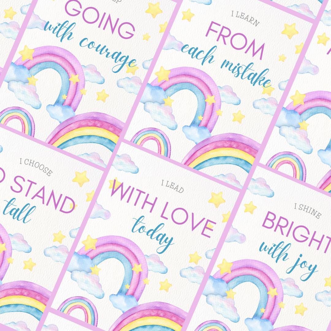 Rainbow Empowerment Affirmation Cards for Kids – Printable Confidence ...