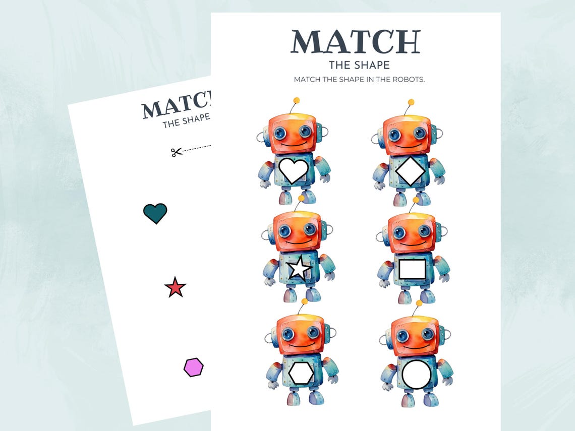 Robot Shape Matching Activity, Preschool Printable, Homeschool Learning ...