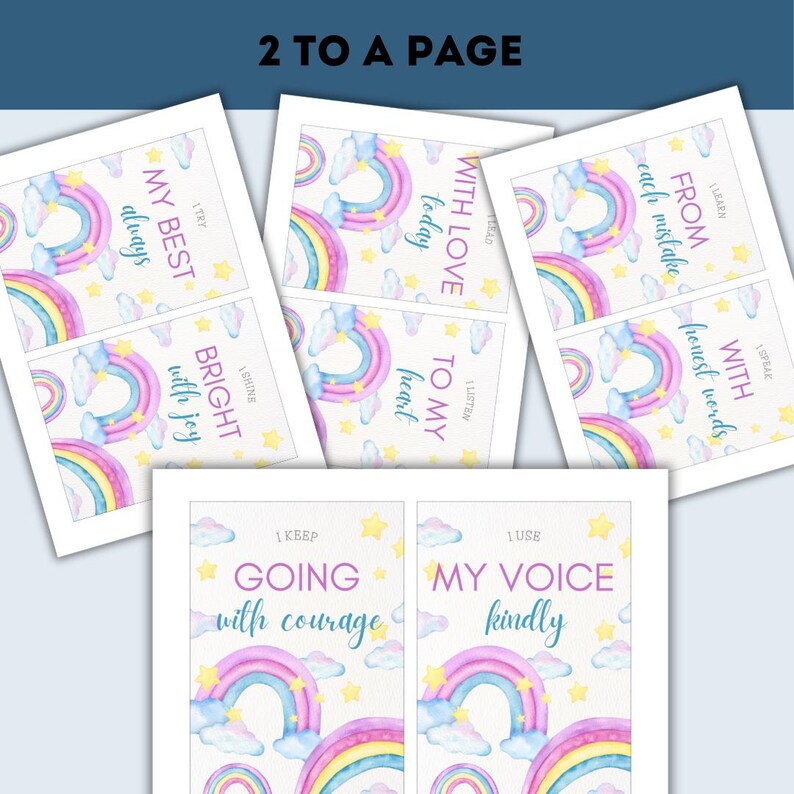Rainbow Affirmation Cards for Kids: Confidence & Self-esteem Quotes ...