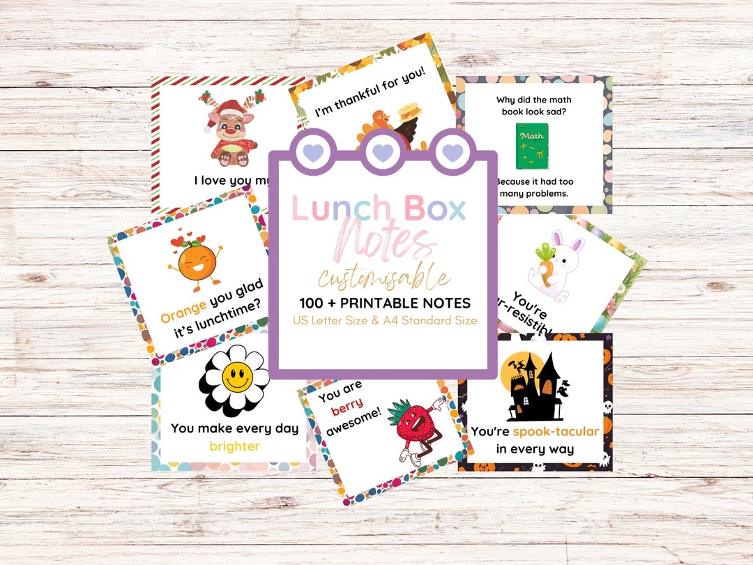 100 Lunch Notes, Lunch Box Cards, Joke Lunch Box Notes, Encouragement ...