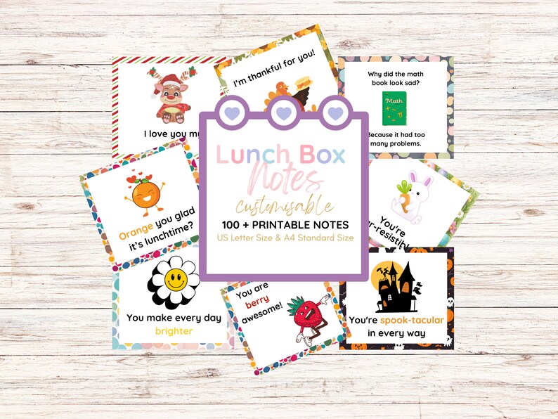 100 Lunch Notes, Lunch Box Cards, Joke Lunch Box Notes, Encouragement ...