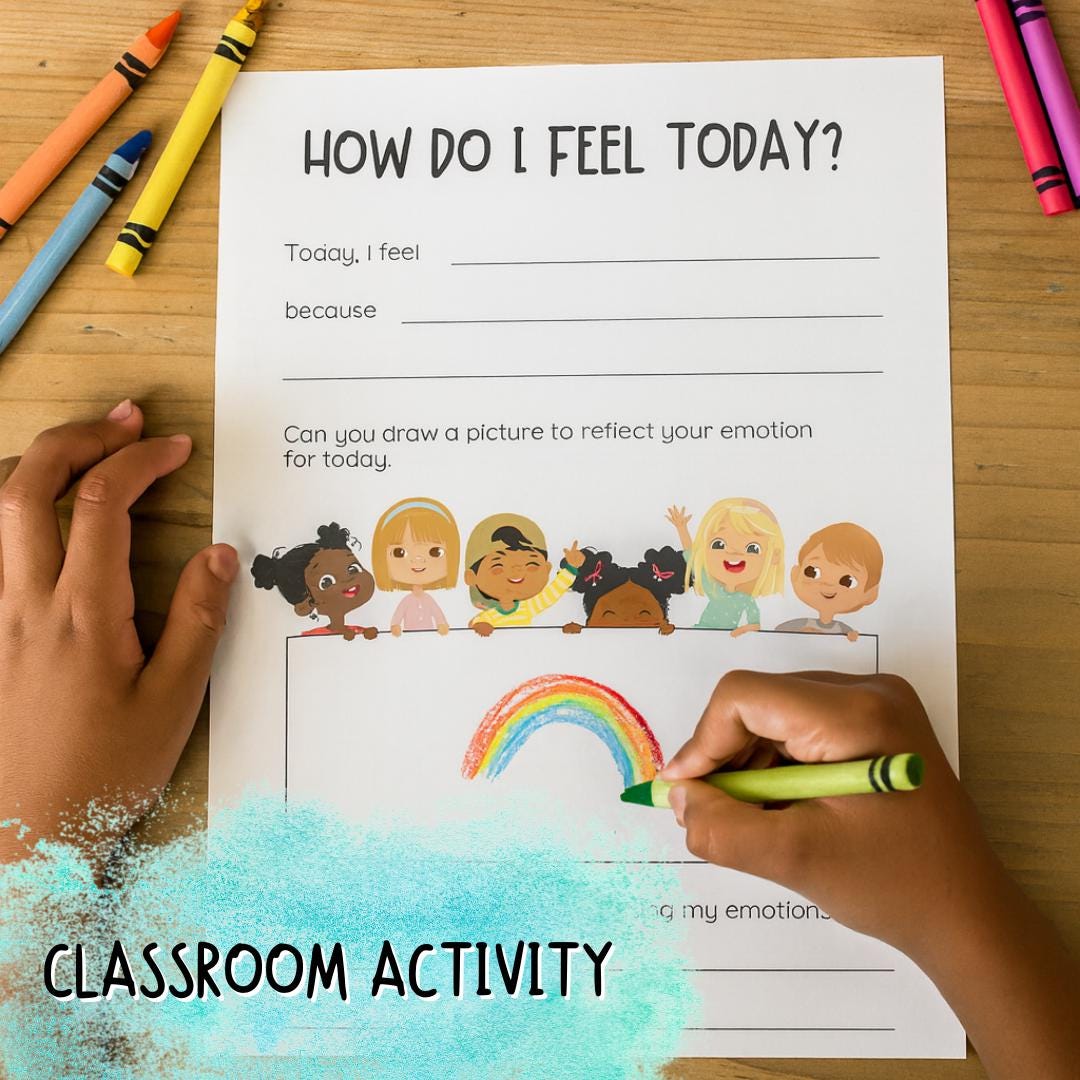 How Do I Feel Today Worksheet, Kids Feelings Journal Page, Emotional ...