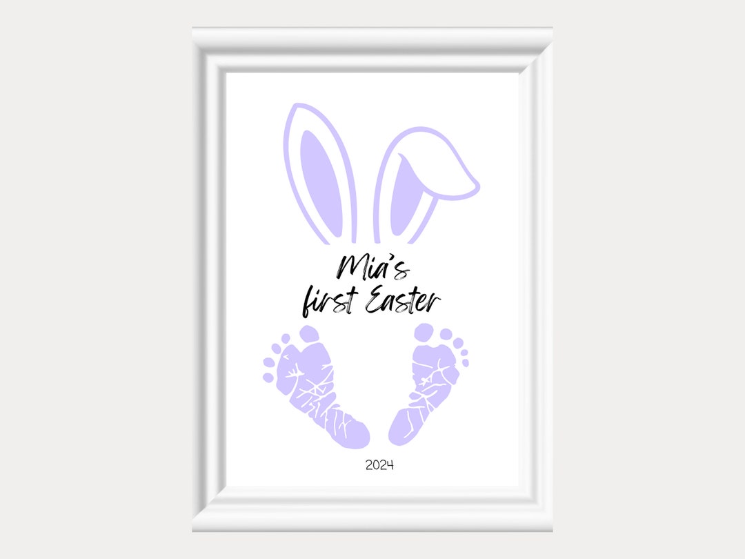 My First Easter Baby Footprint Art Keepsake Bunny Ears Easter Craft ...